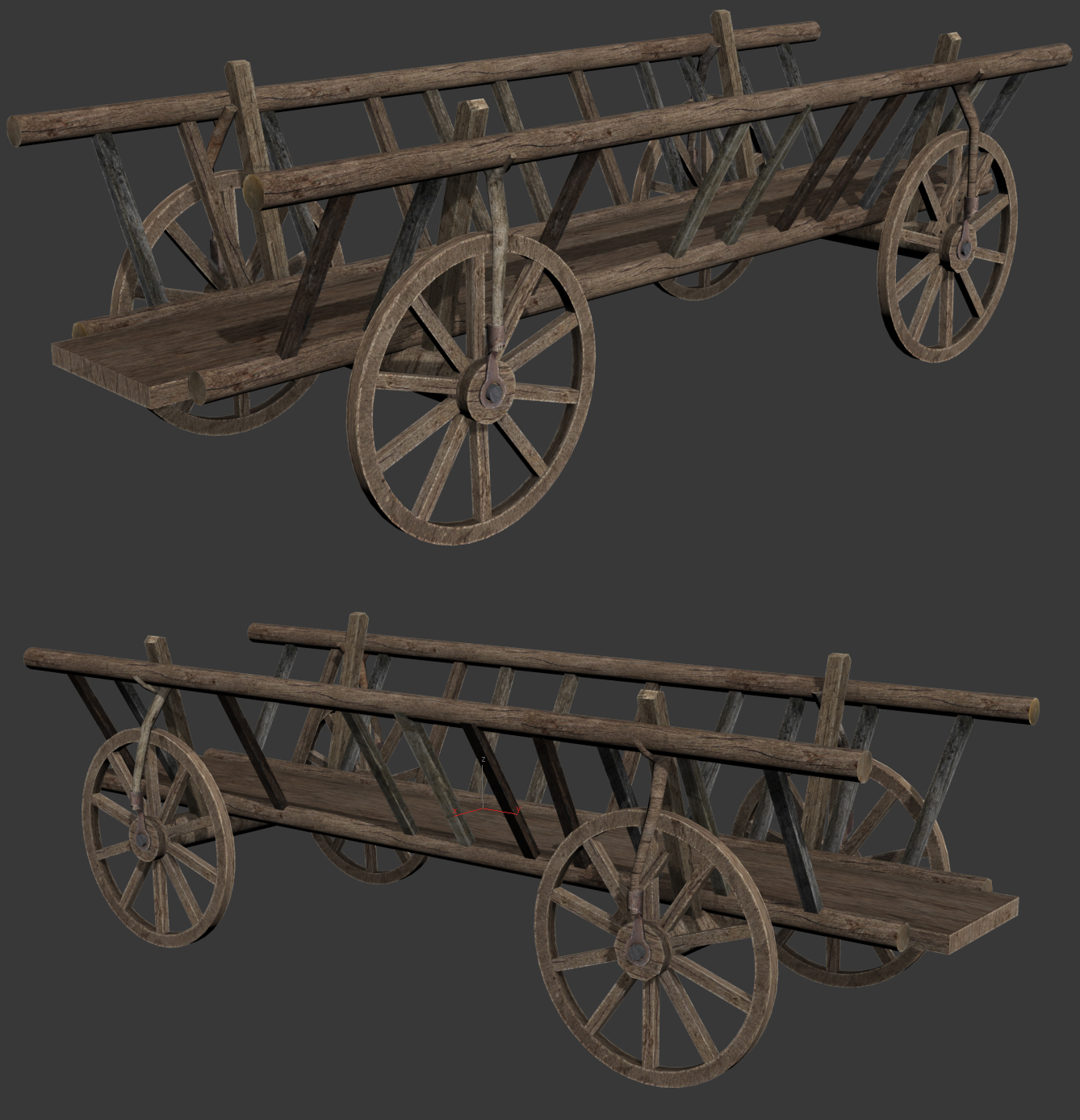 3d model wooden cart