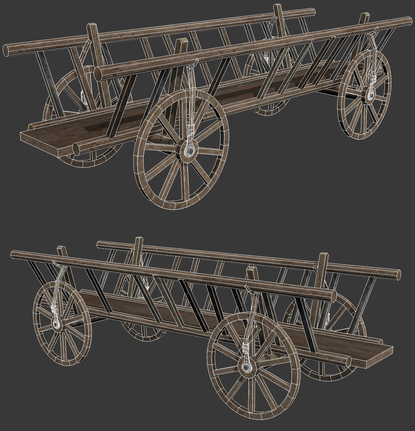 3d model wooden cart