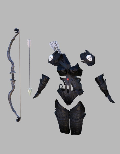 3d fantasy archer armor model