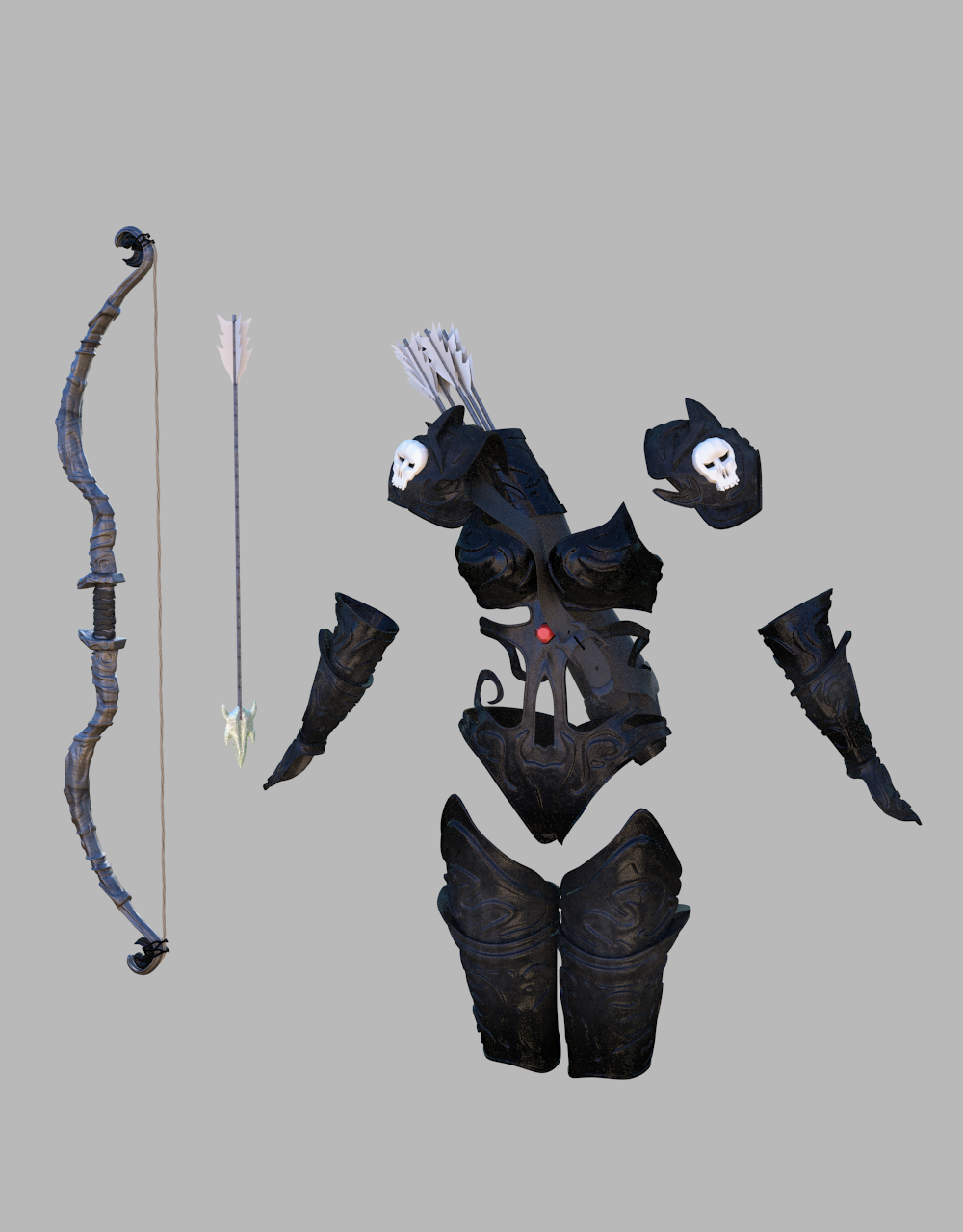 3d fantasy archer armor model
