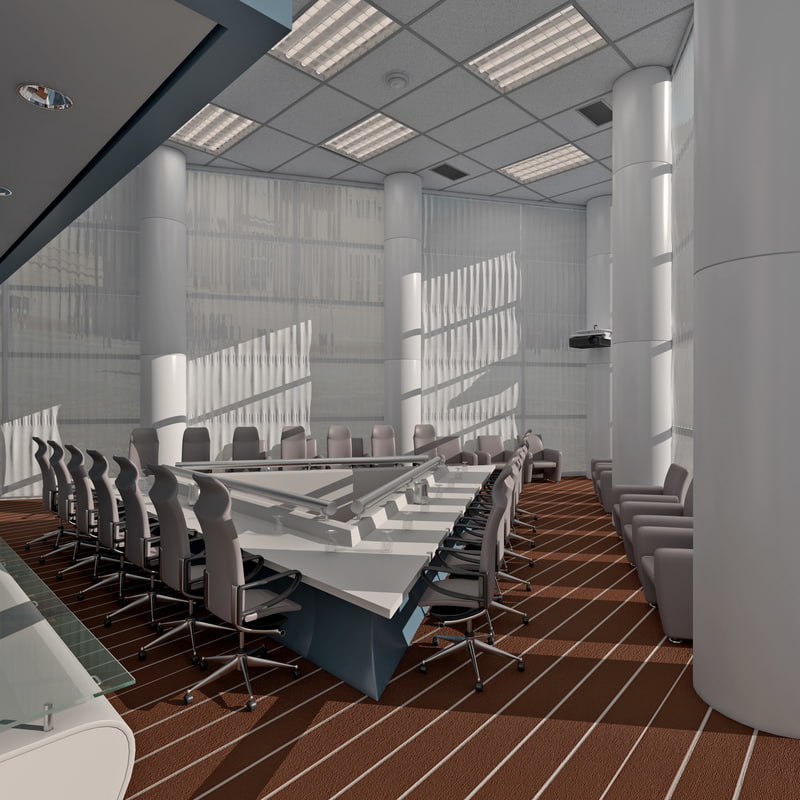3d boardroom scene model