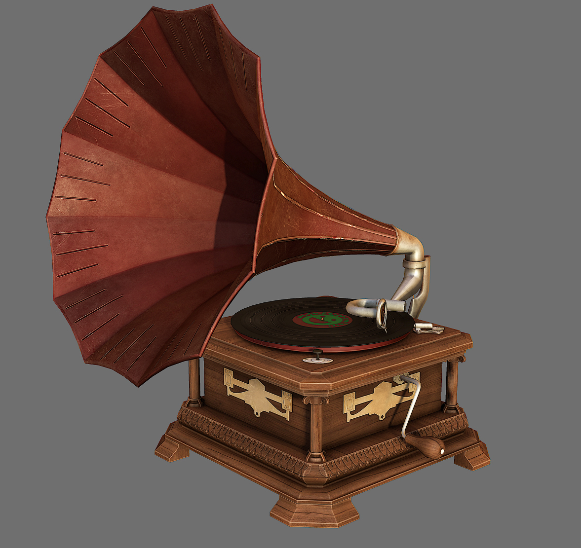 3d retro gramophone model
