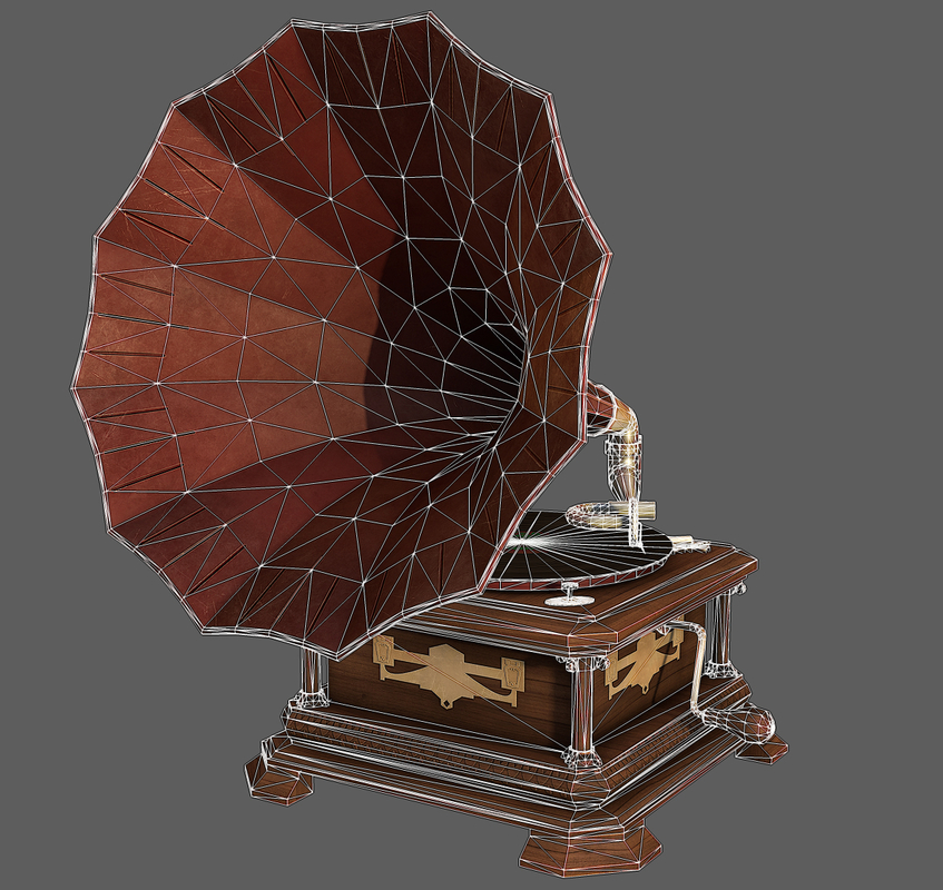 3d retro gramophone model