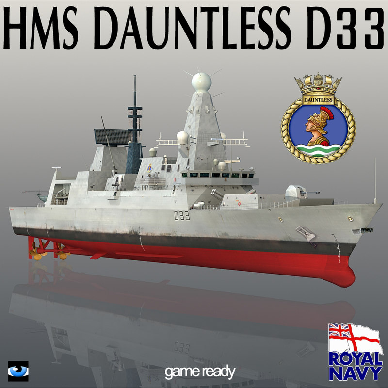3d model hms dauntless d33 type 45