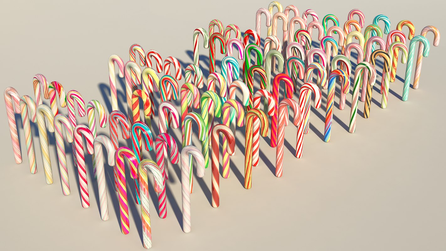 80 candy canes 3d c4d