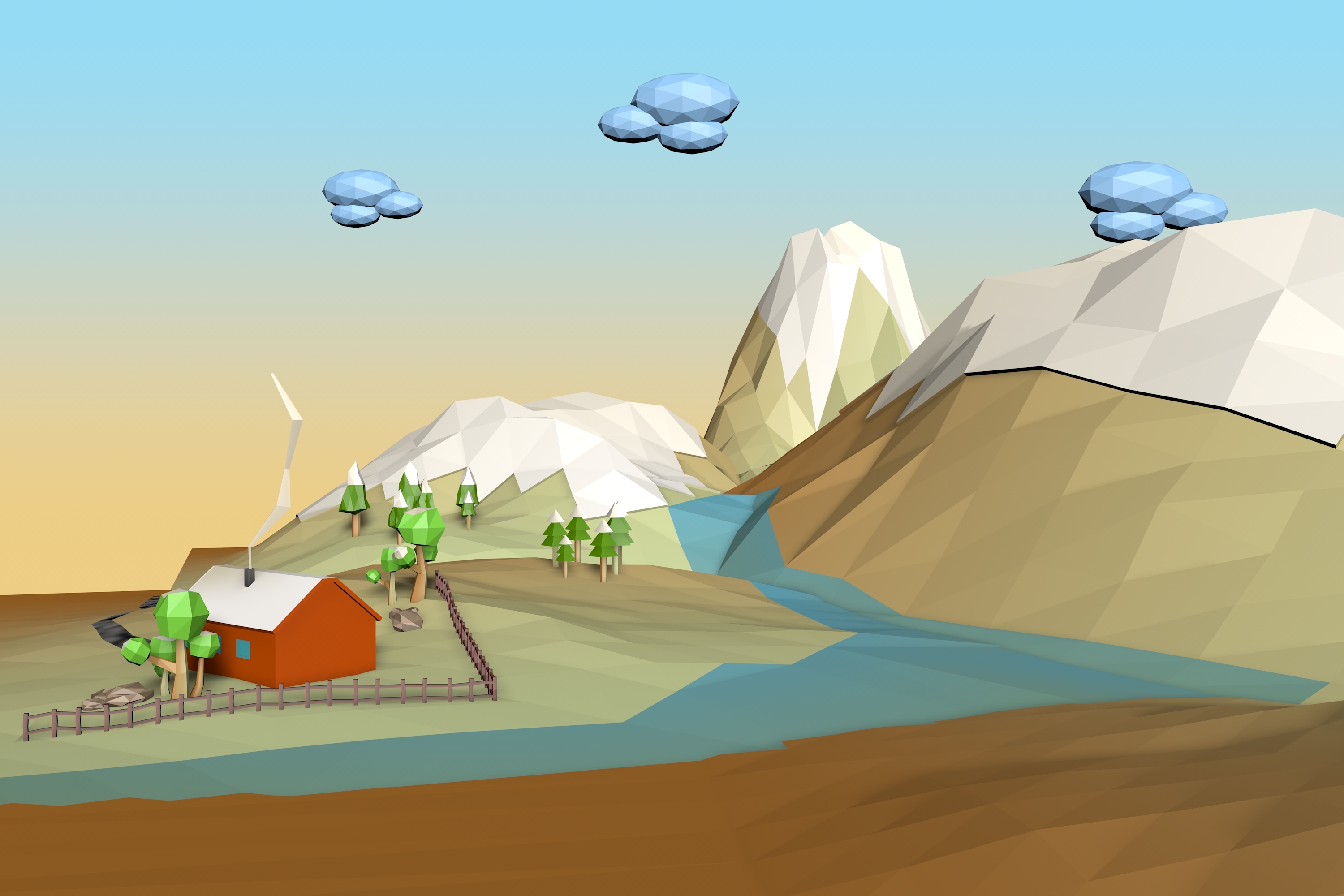 landscape cartoon 3d model