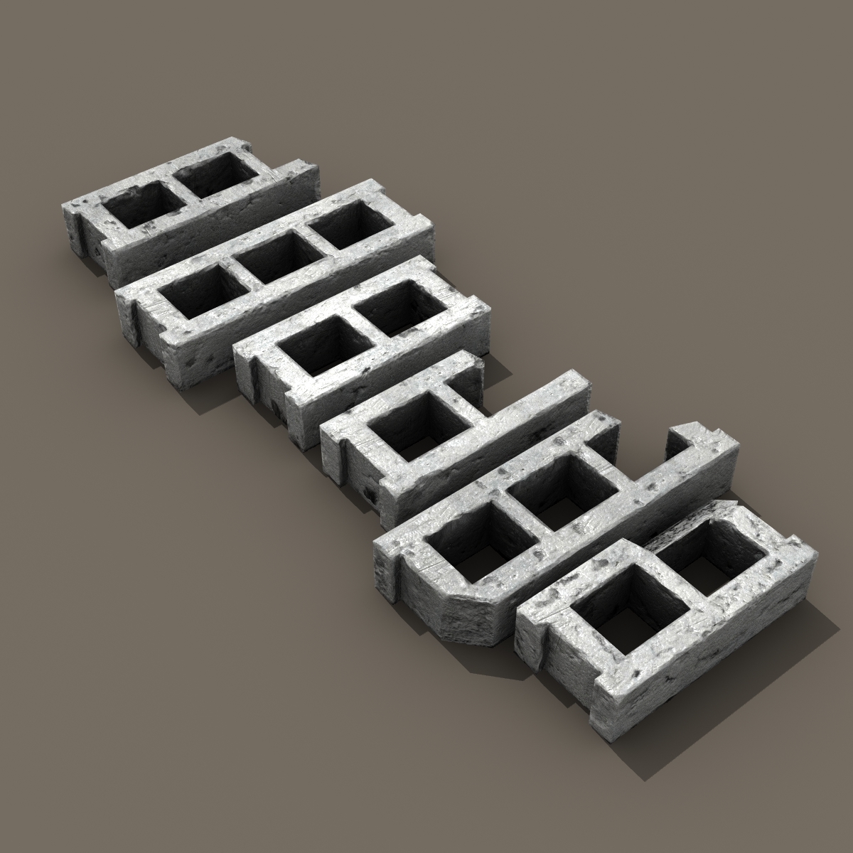 cinder block set 3d lwo