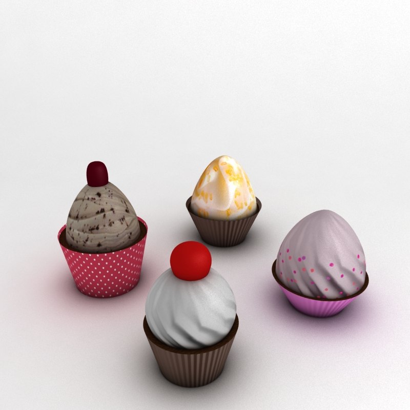 3d cake cupcakes cup model
