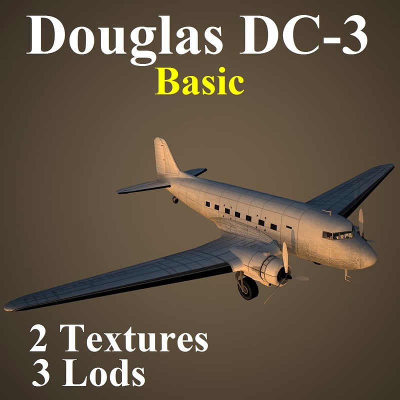 douglas dc-3 basic 3 3d model