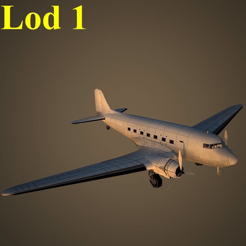 douglas dc-3 basic 3 3d model