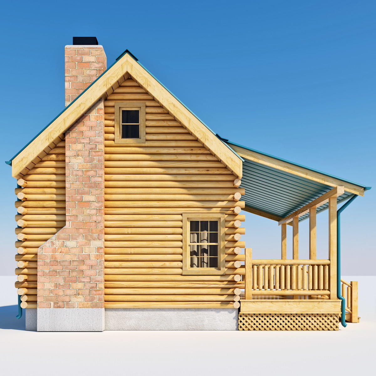 3d log cabin house