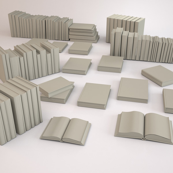 3d model old books set 2