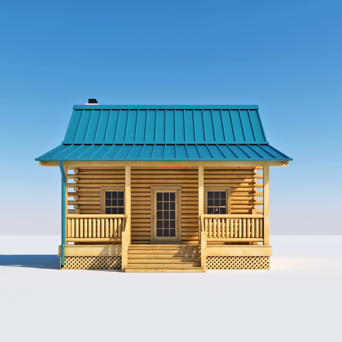 3d log cabin house