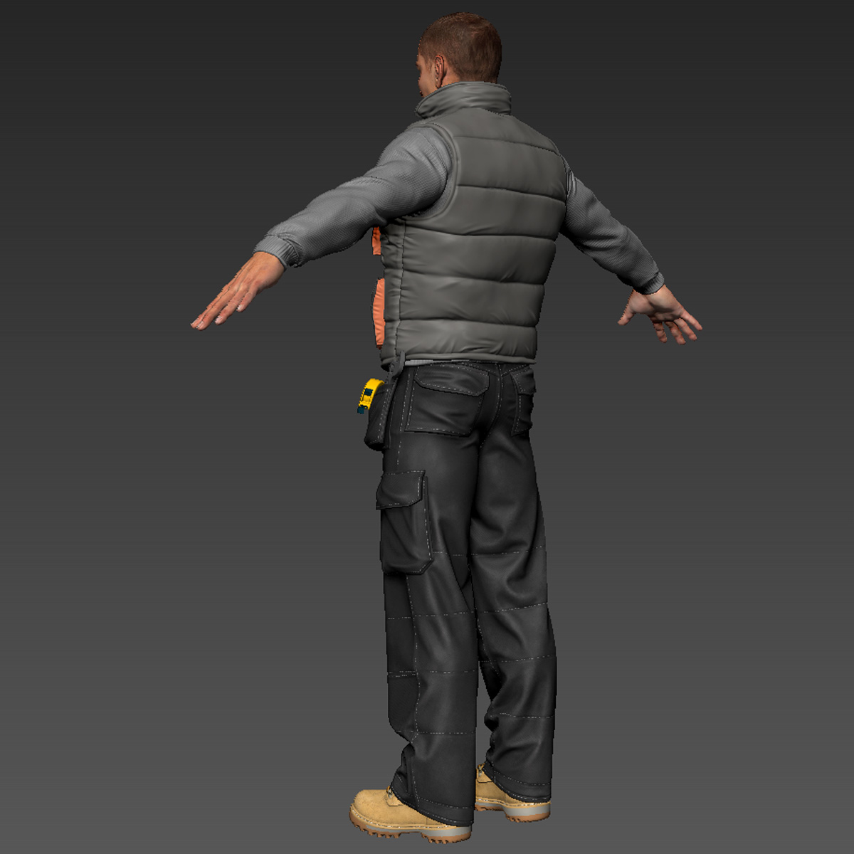 3ds max male workman body cloth