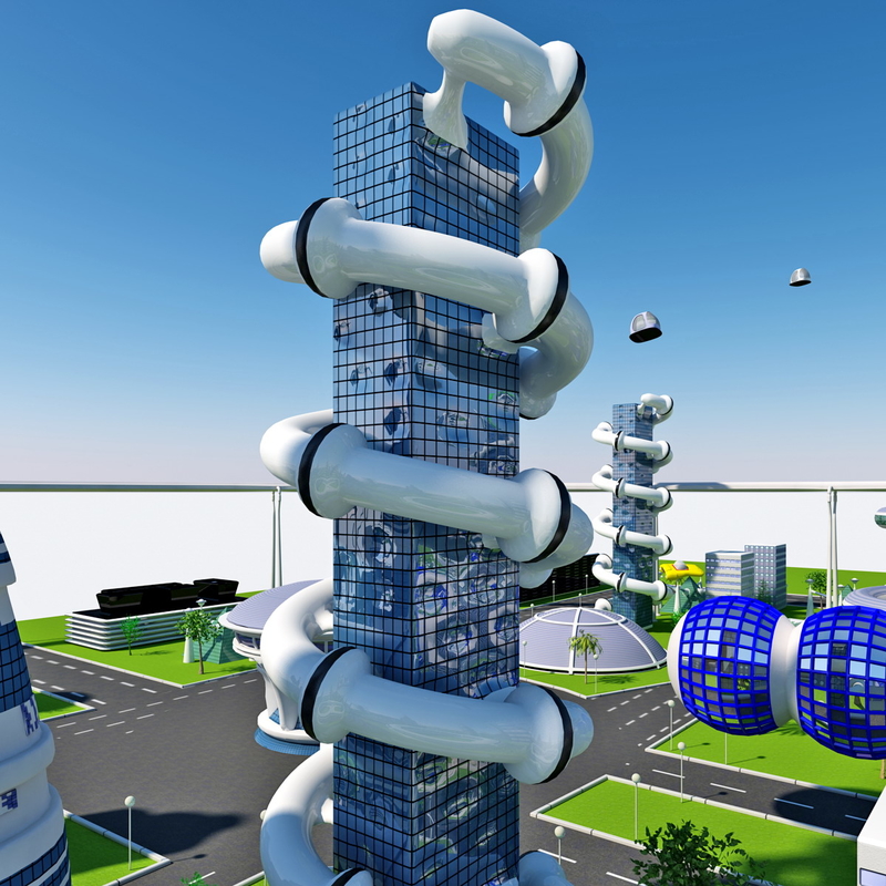 3d model futuristic city
