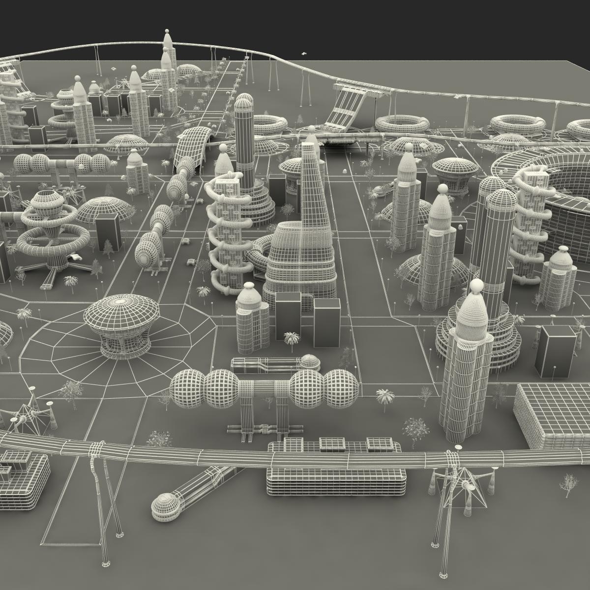 3d model futuristic city