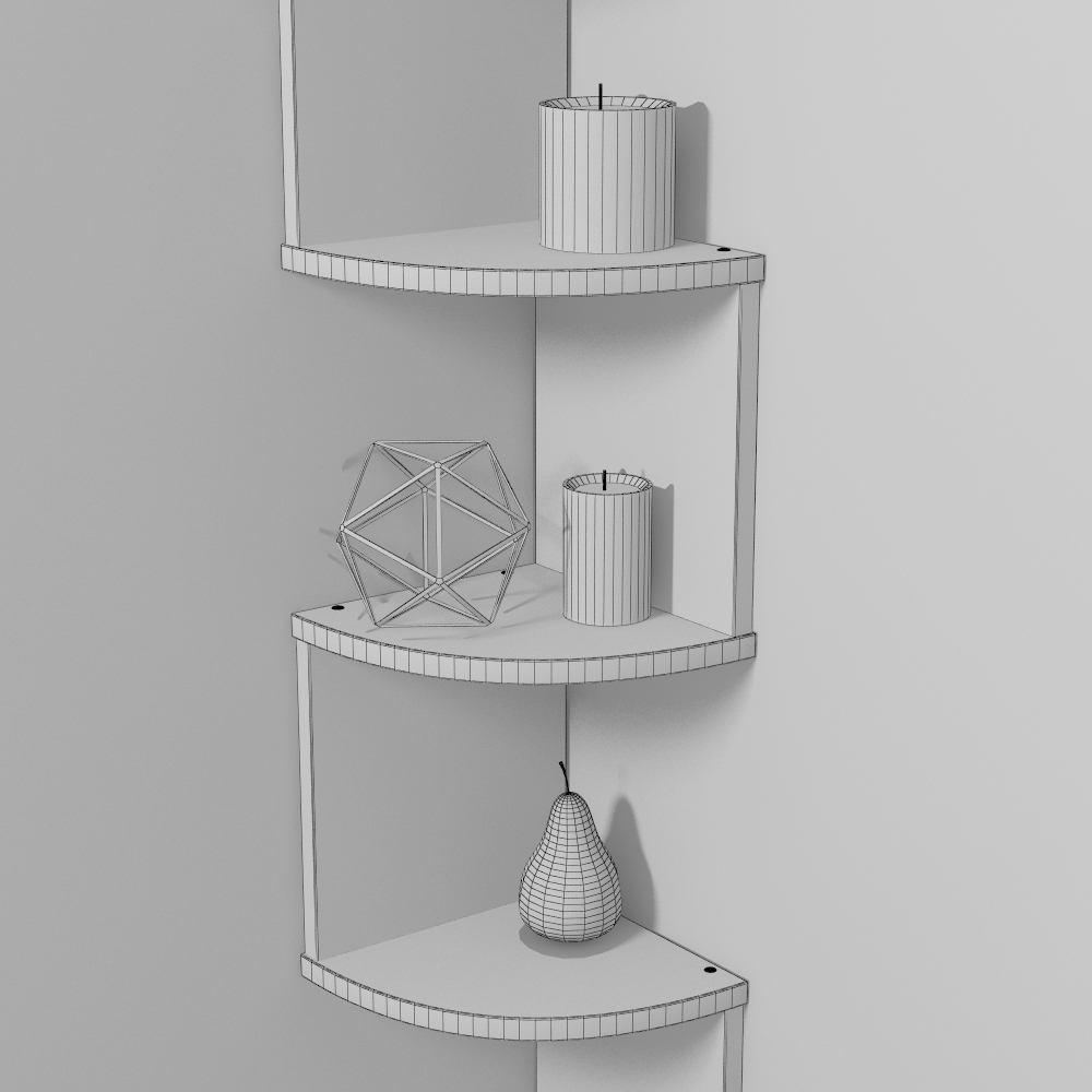 3d model laminated corner shelf