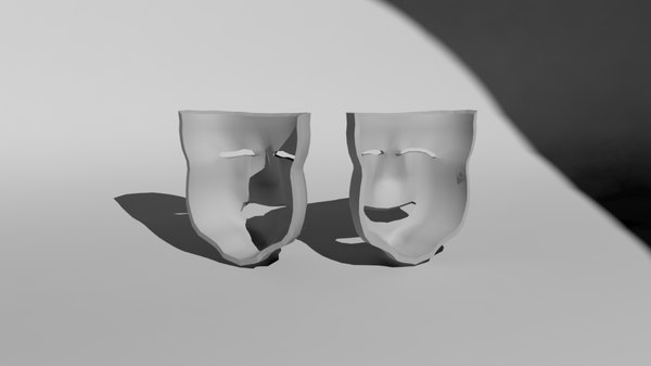 3d masks sadness happiness