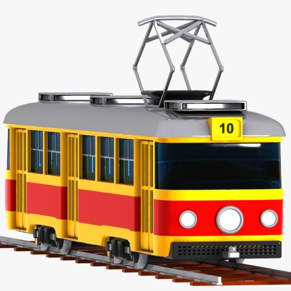 obj cartoon tram car