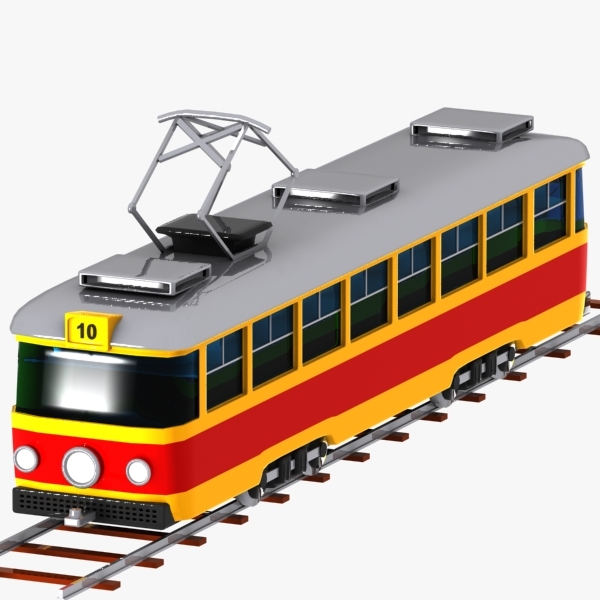 obj cartoon tram car