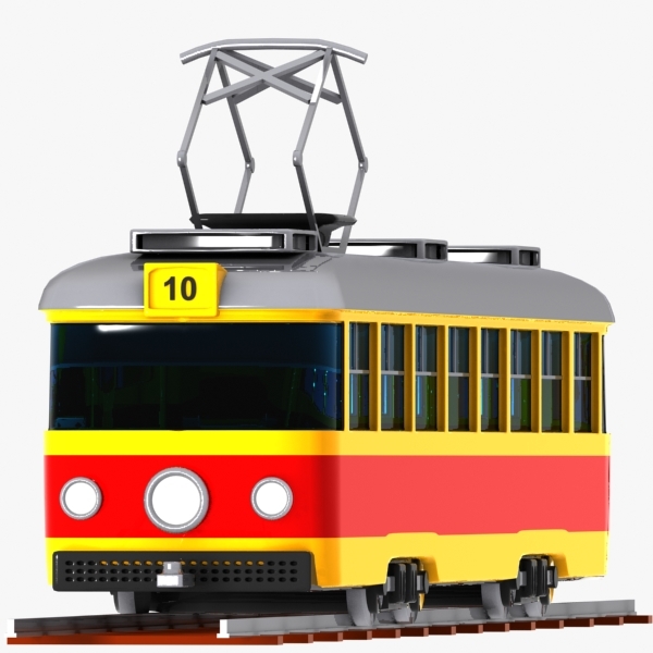 obj cartoon tram car