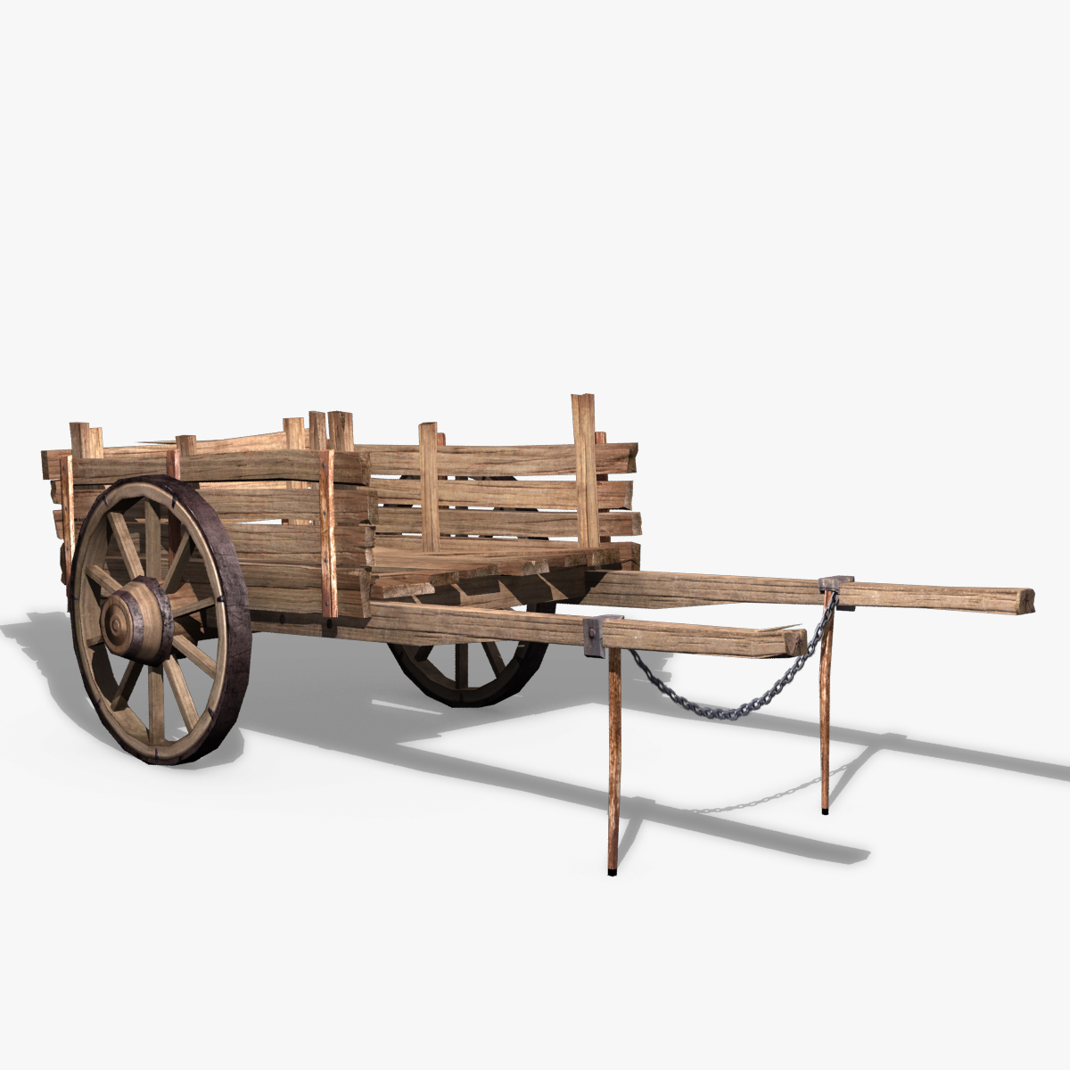 wooden cart obj