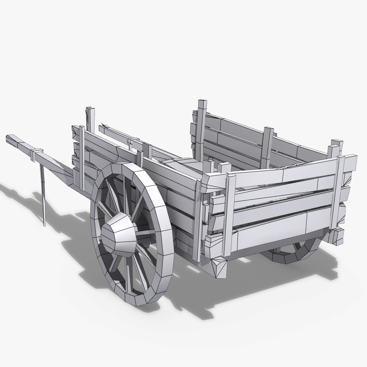 wooden cart obj