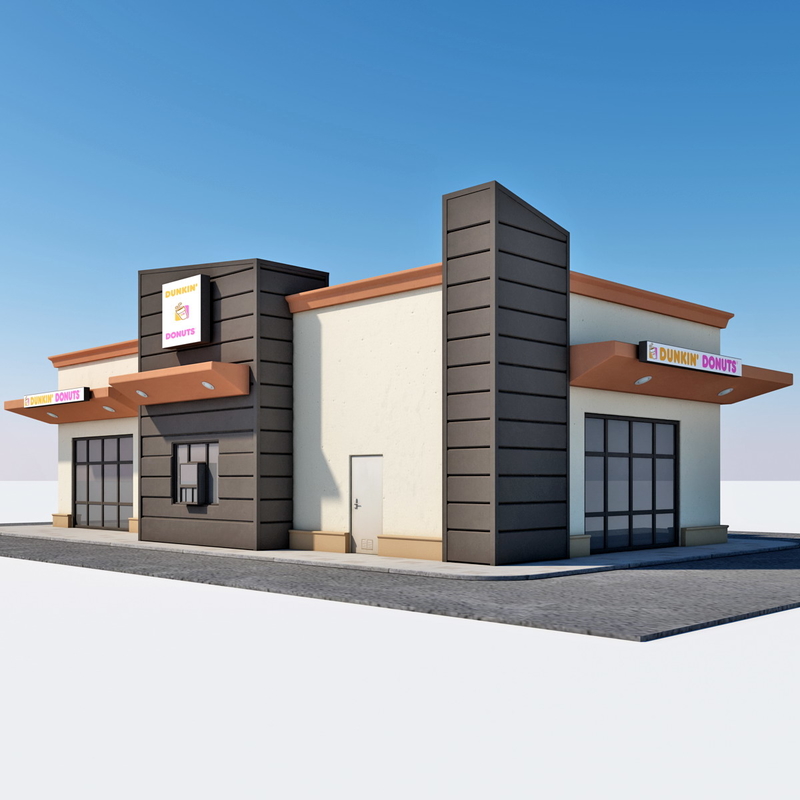 dunkin donuts restaurant 3d model
