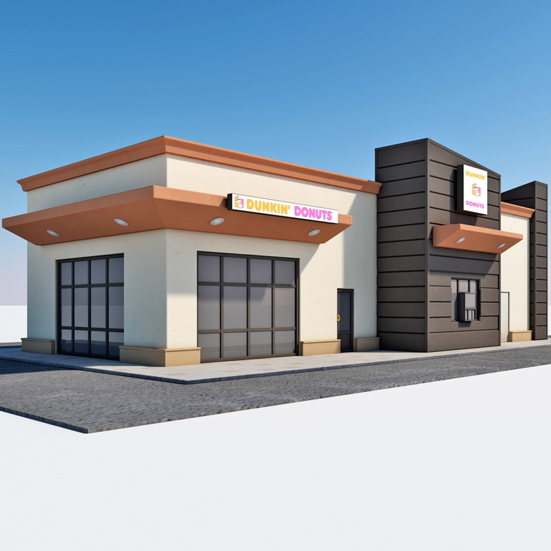 dunkin donuts restaurant 3d model