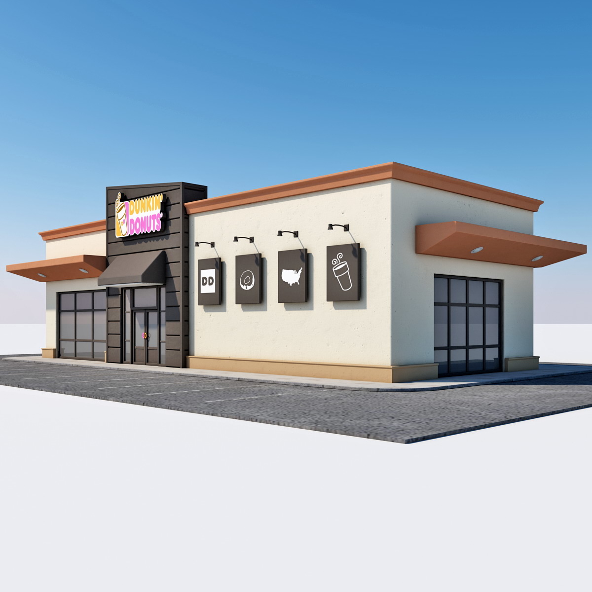 dunkin donuts restaurant 3d model