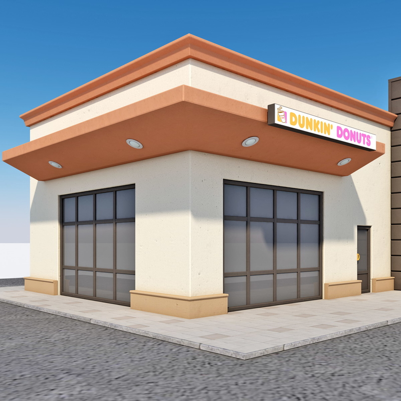 dunkin donuts restaurant 3d model
