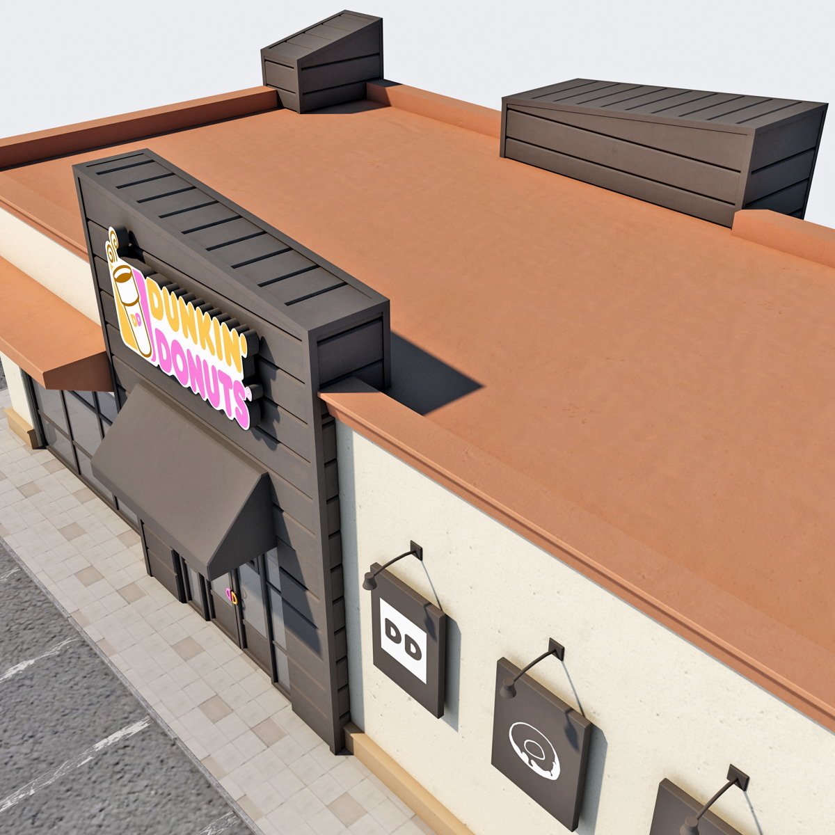 dunkin donuts restaurant 3d model