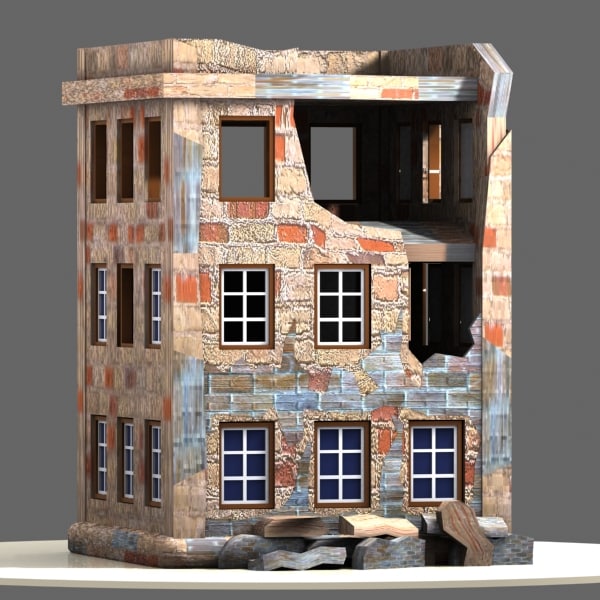 3ds max cartoon wrecked building