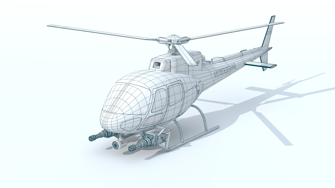 3d helicopter eurocopter mini model