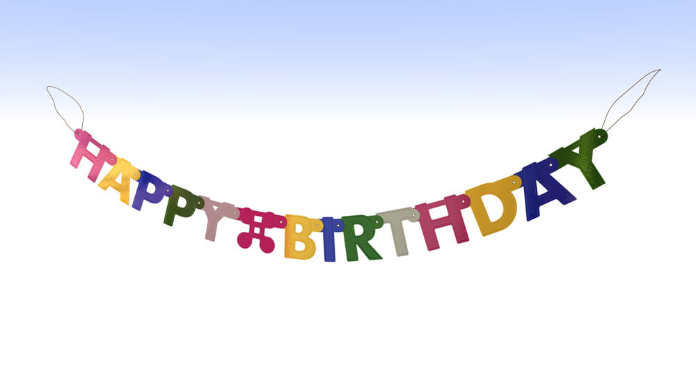 3d model happy birthday banner