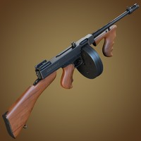 3d model wooden thompson toy gun