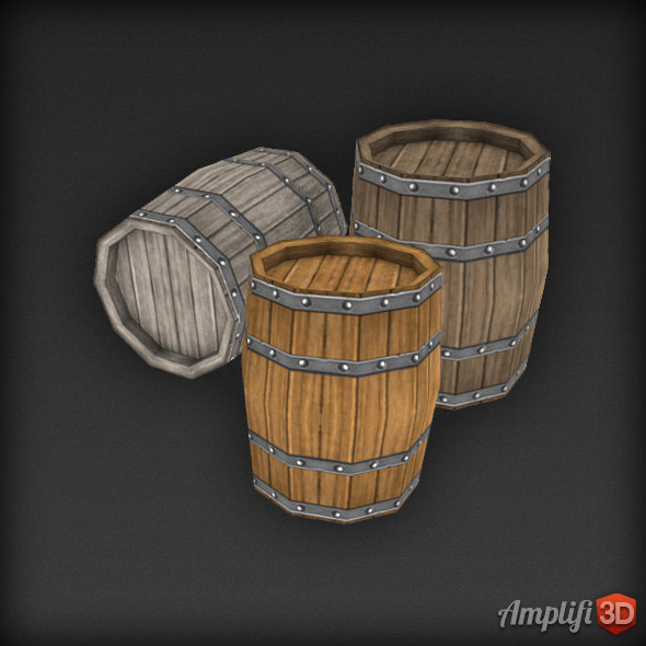 modelo 3d Barriles Low Poly - TurboSquid 791072