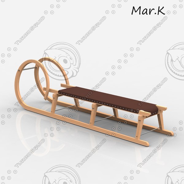 wooden snow sledge 3d model