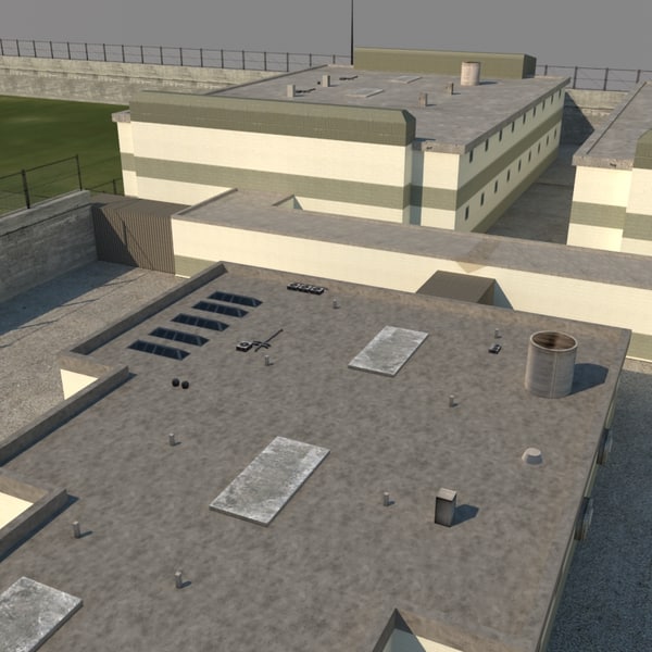 prison exterior scene 3d model