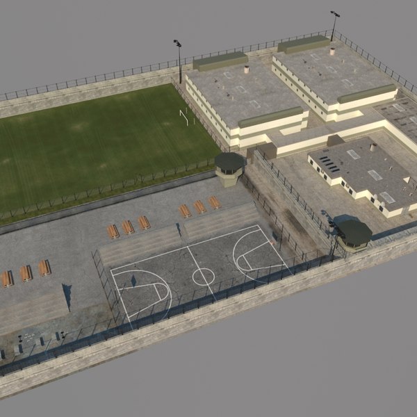 prison exterior scene 3d model