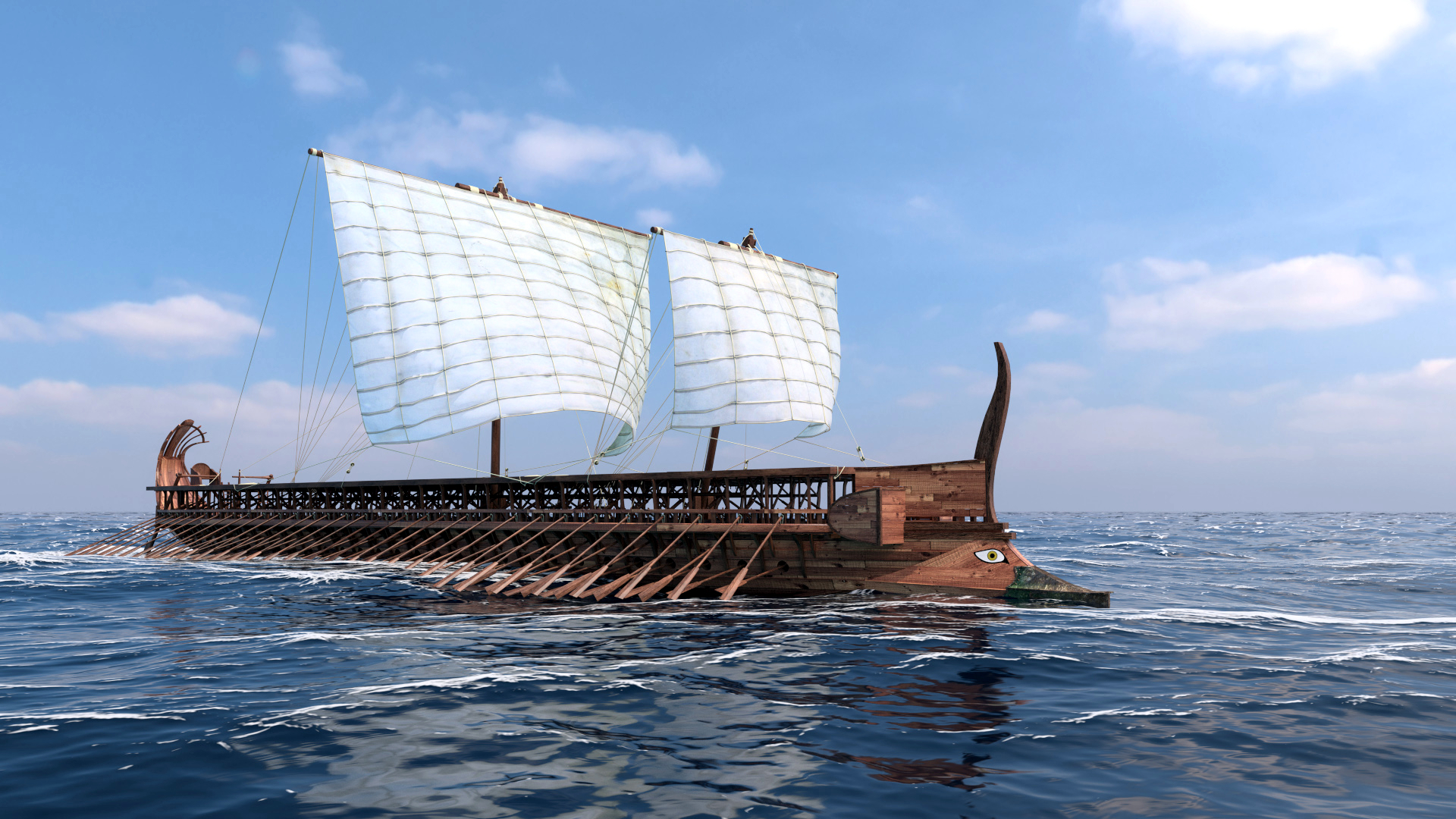 3d ancient trireme model