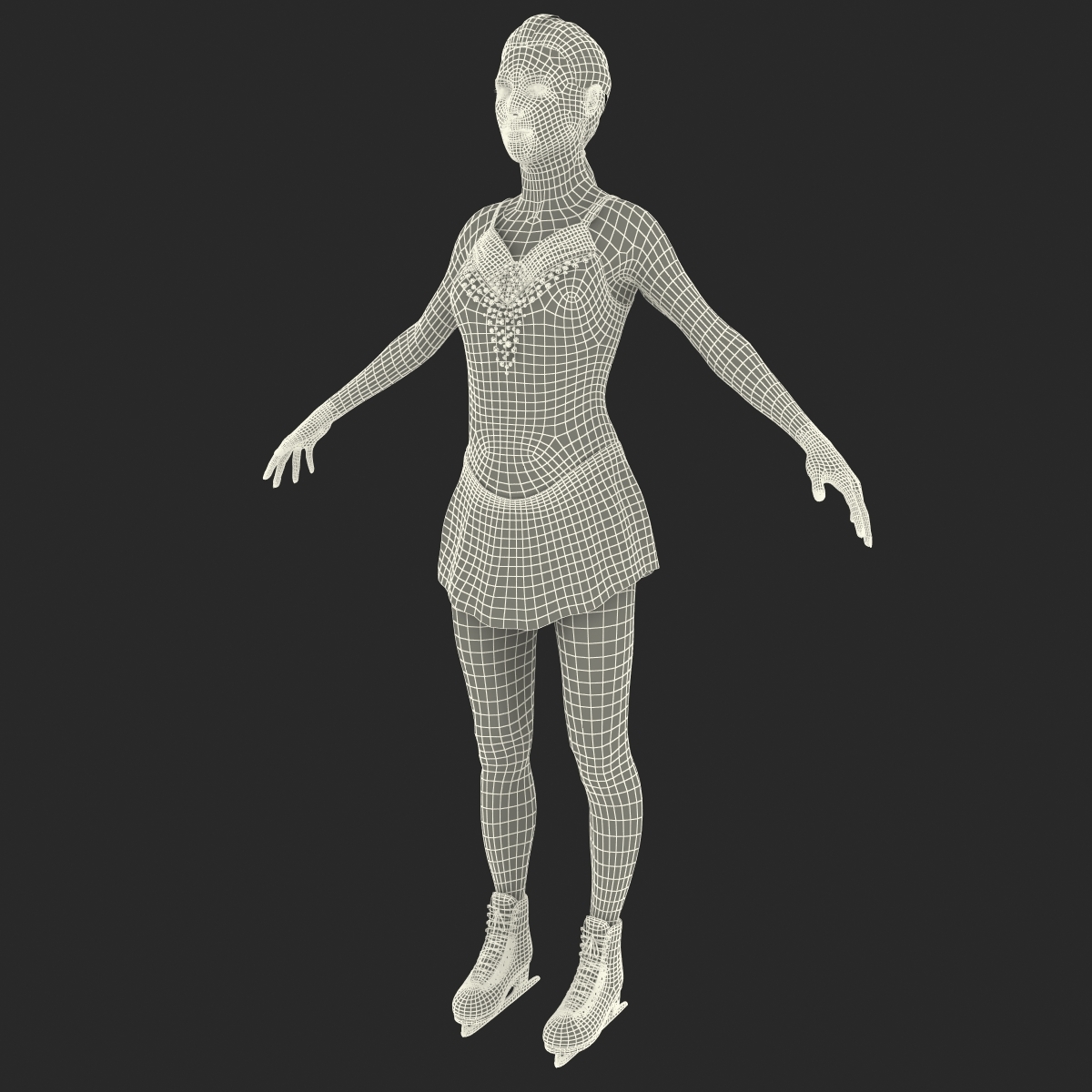 3d women figure skater model