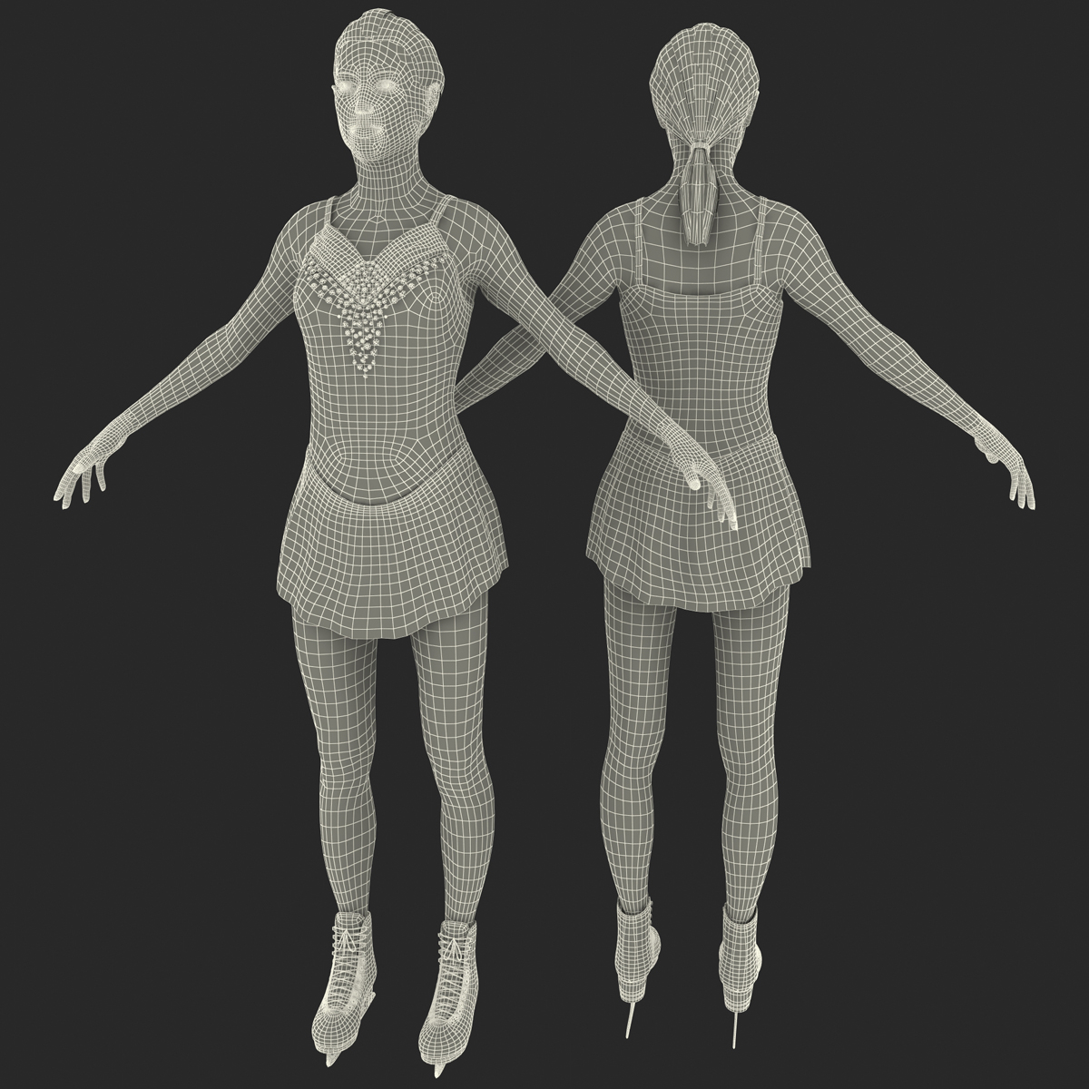 3d women figure skater model