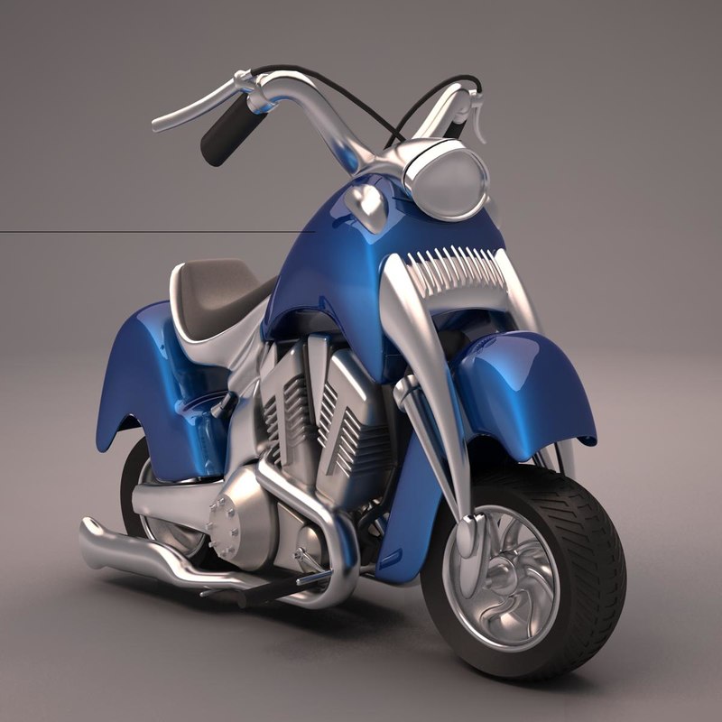cartoon chopper bike 3d obj