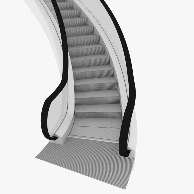 curved escalator 3d model