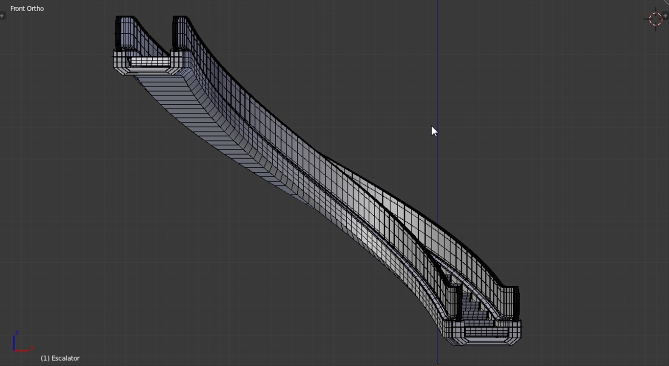 curved escalator 3d model
