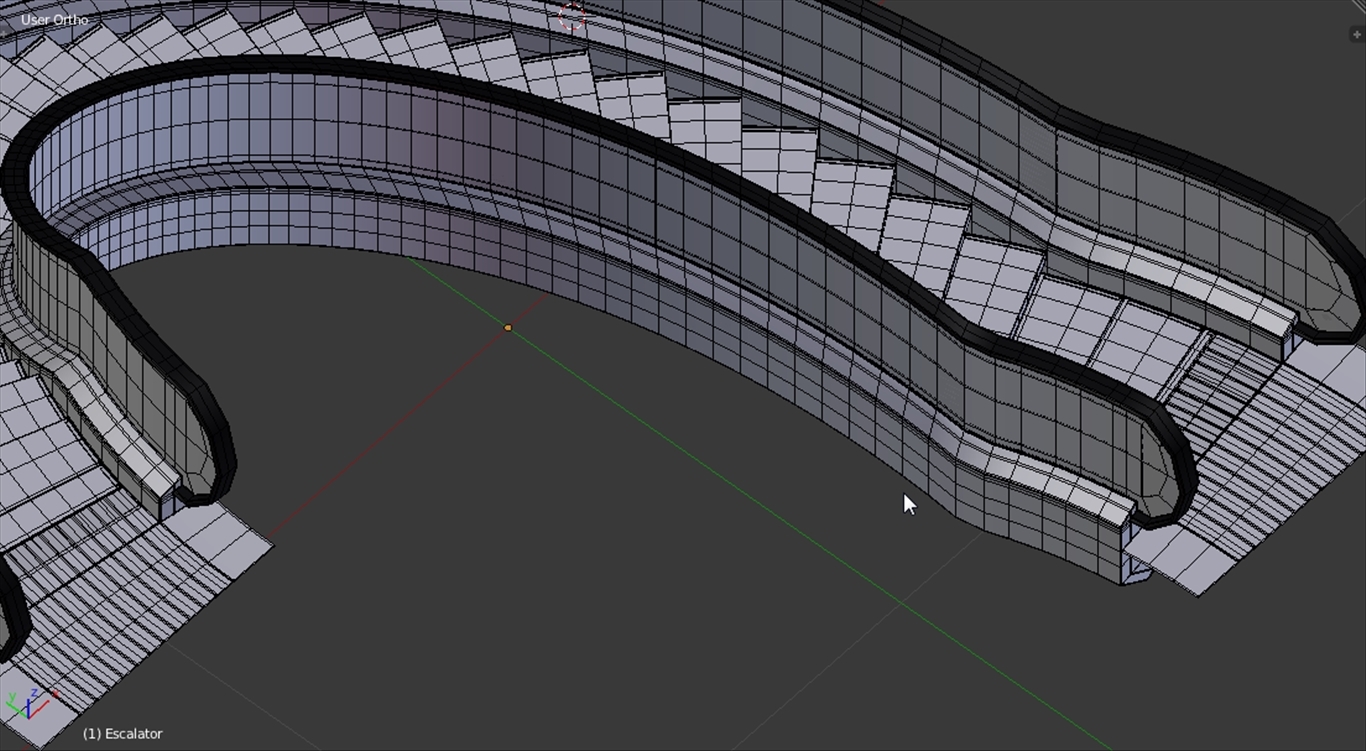 curved escalator 3d model