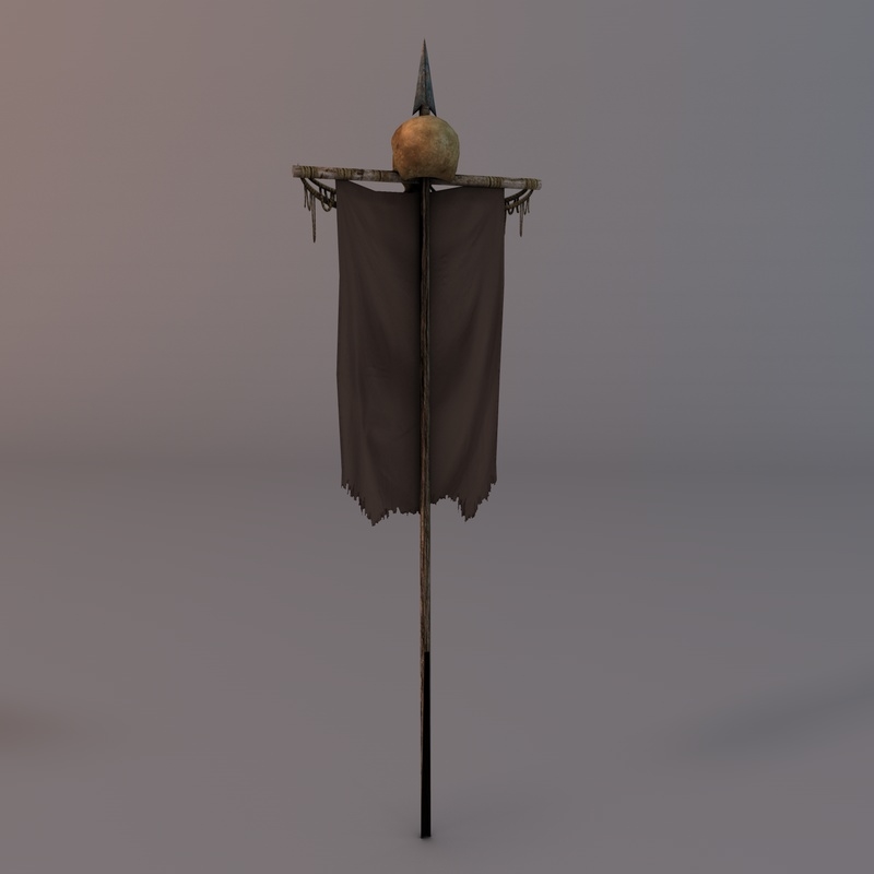 skull banner 3d model