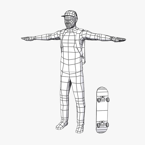 male skater character skate 3d model