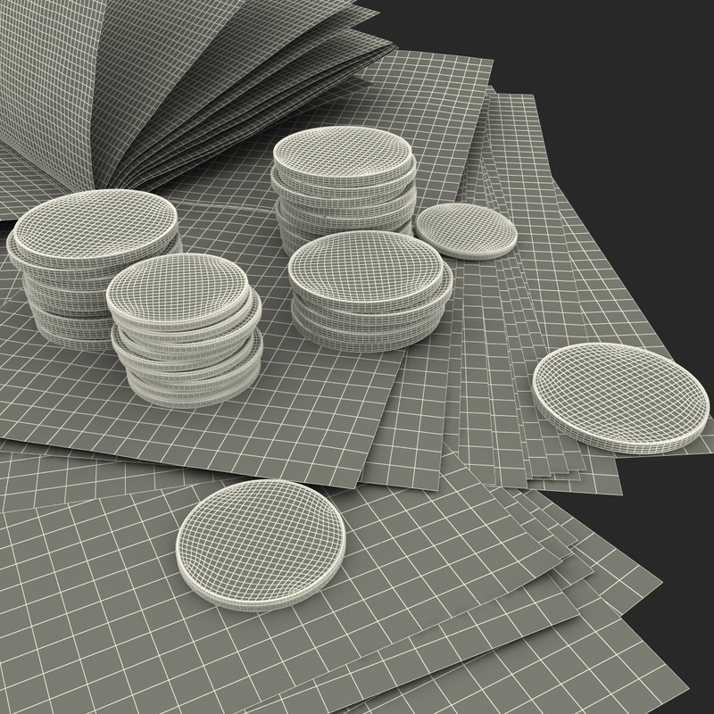 3d paper dollars coins